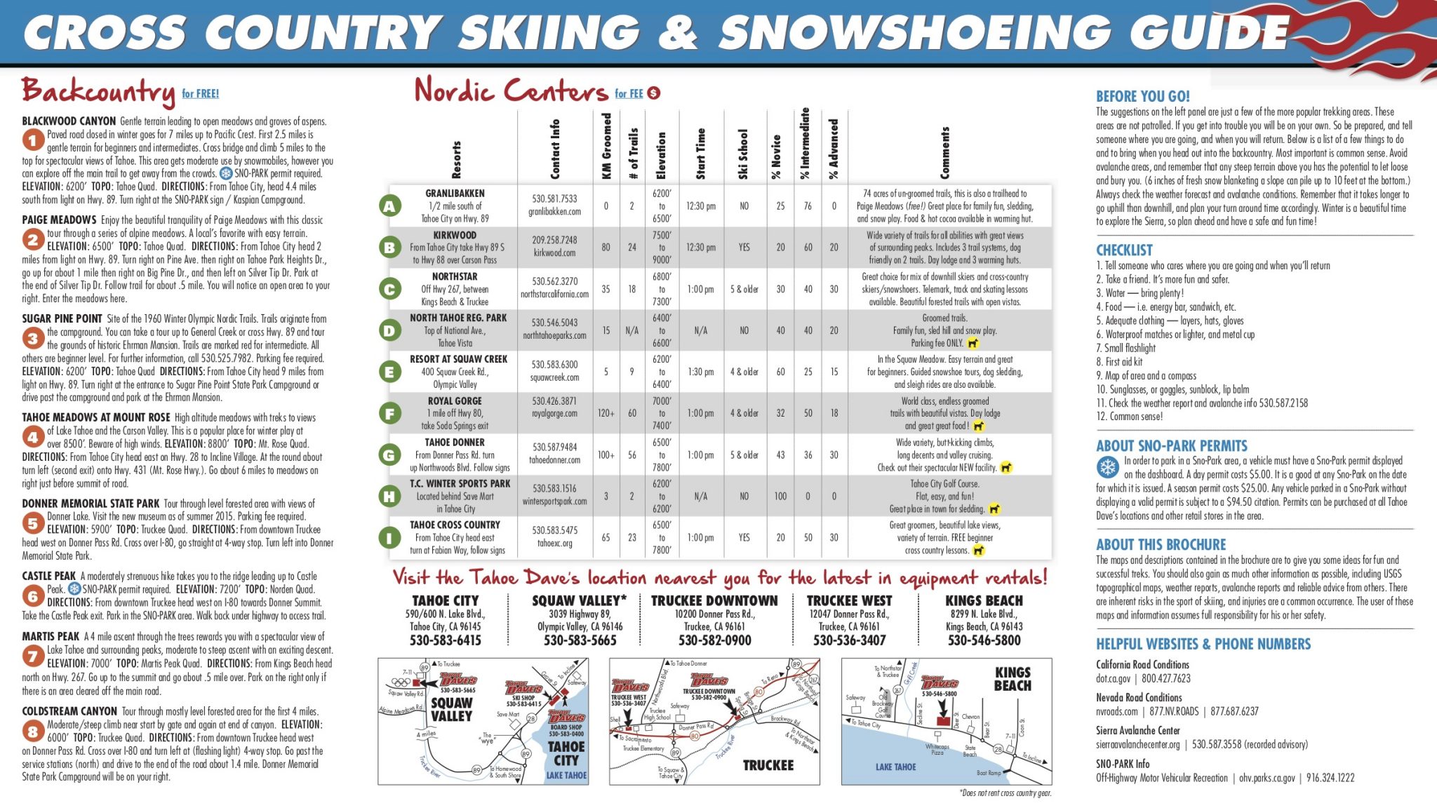 Cross Country & Snowshoe Guide – Tahoe Dave's